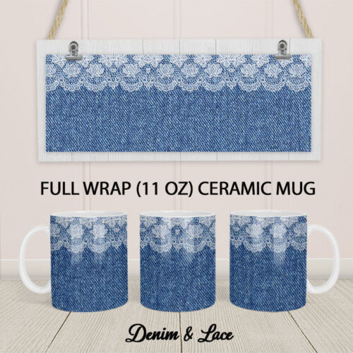 Denim and Lace Mug – Pixel Boutique Décor